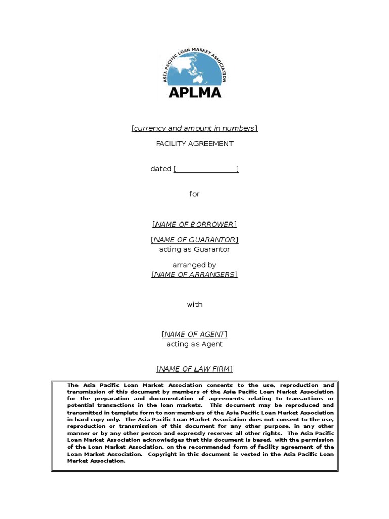 APLMA Single Borrower Single Currency Term Facility Agreement - New ...