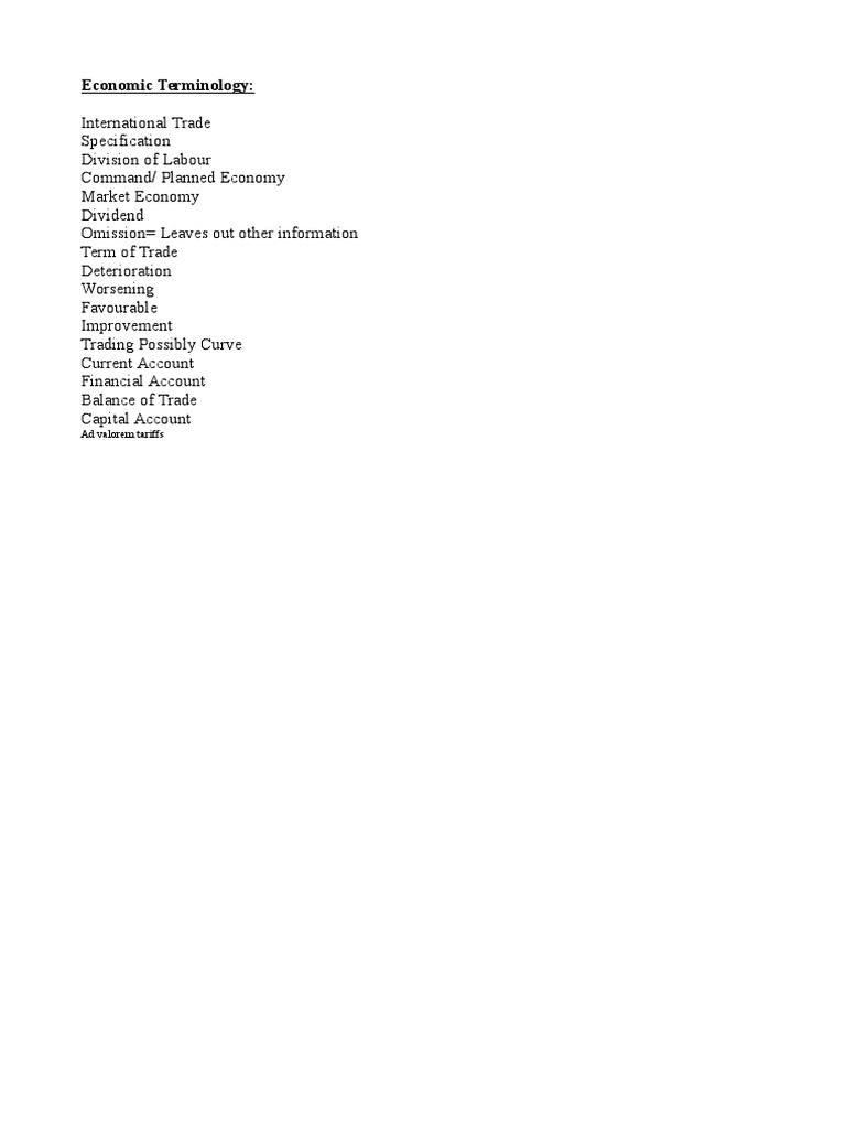 Key Economic Terms Explained | PDF