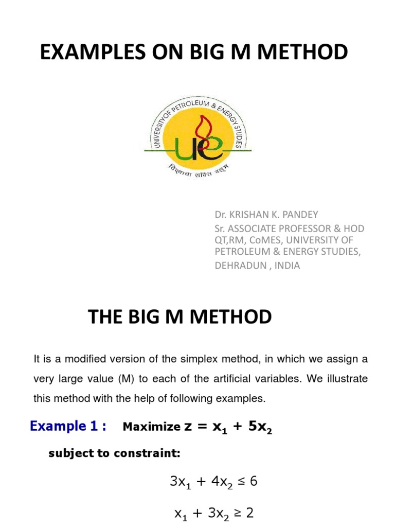Big M Method | PDF | Numerical Analysis | Mathematics Of Computing