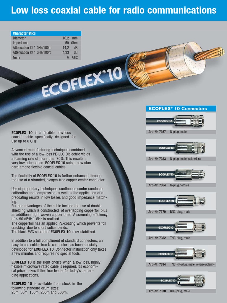 Ecoflex10 Deltron | PDF | Coaxial Cable | Electrical Engineering