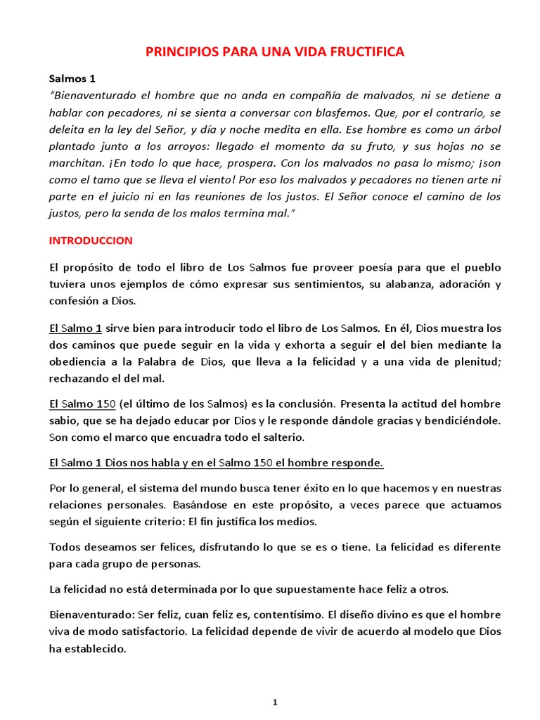 Principios para Una Vida Fructifica | PDF | Salmos | Cristo (título)