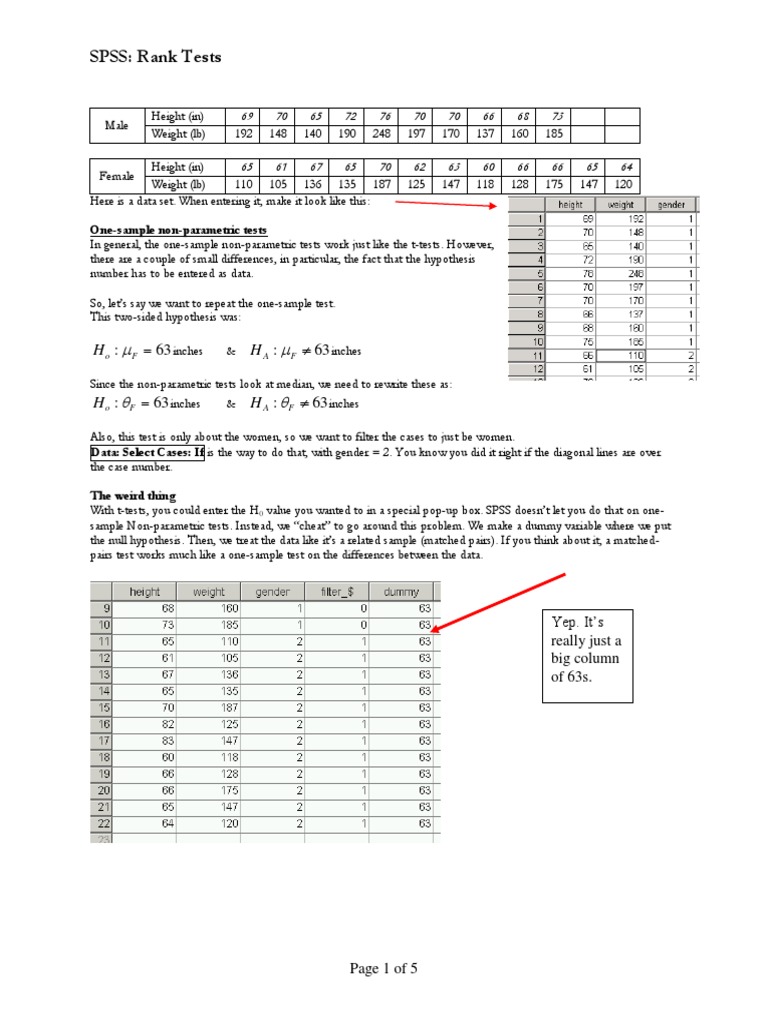 SPSS Nonparametric Statistics-Rank Tests | PDF | Student's T Test ...