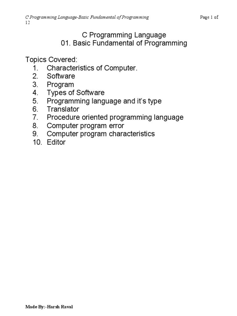 01-Basic Fundamental of Programming | PDF | Computer Program | Programming