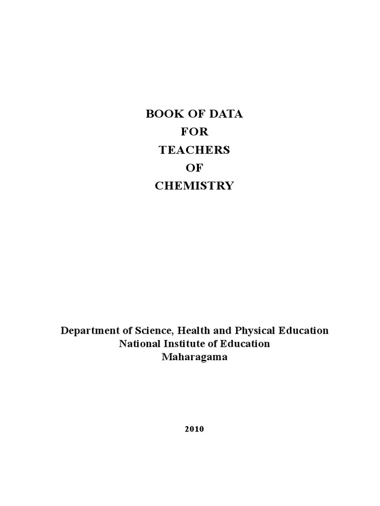 Book of Data FOR Teachers OF Chemistry | PDF | Redox | Ionic Bonding