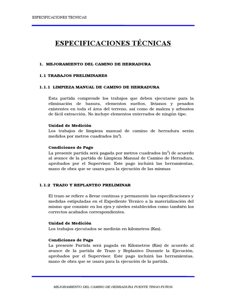 Especificaciones Tecnicas