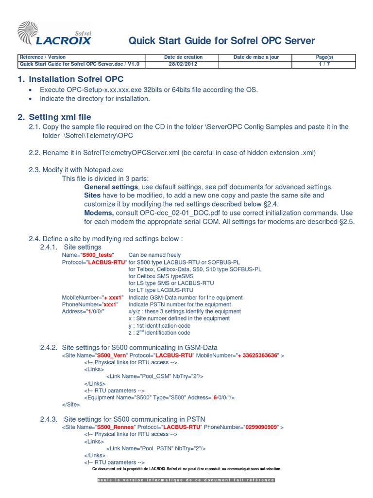 Quick Guide Sofrel OPC Server Setup | PDF | Operating System Technology ...