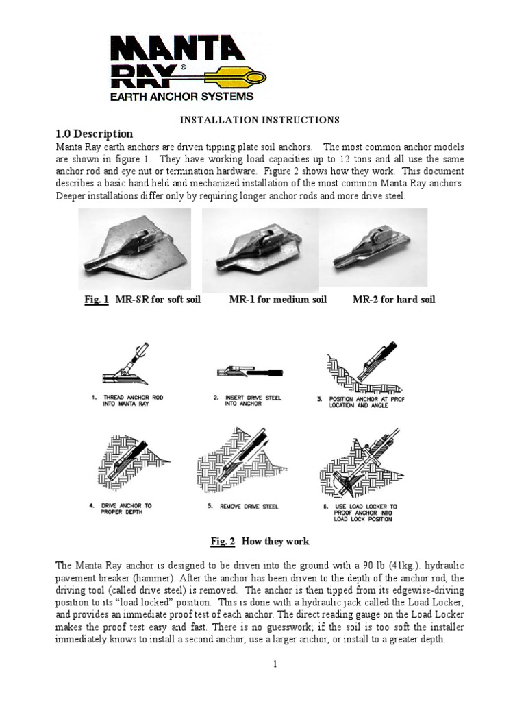 1 Basic Manta Ray Installation With Photos | PDF | Anchor | Sand