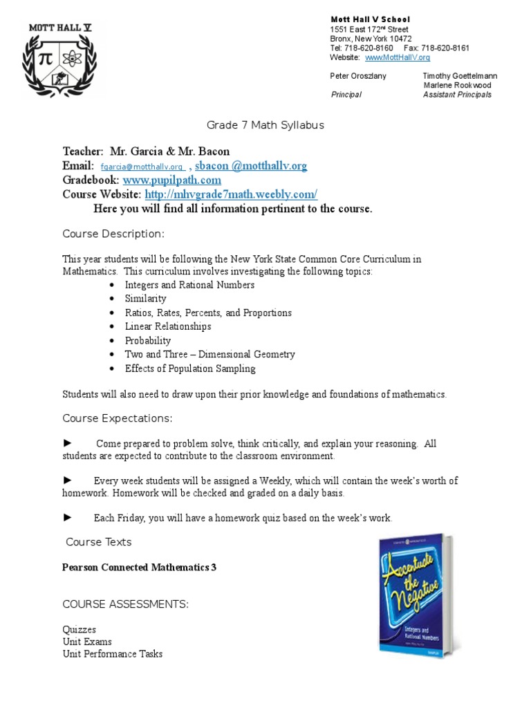 Grade 7 Math Syllabus 2014-15 | PDF