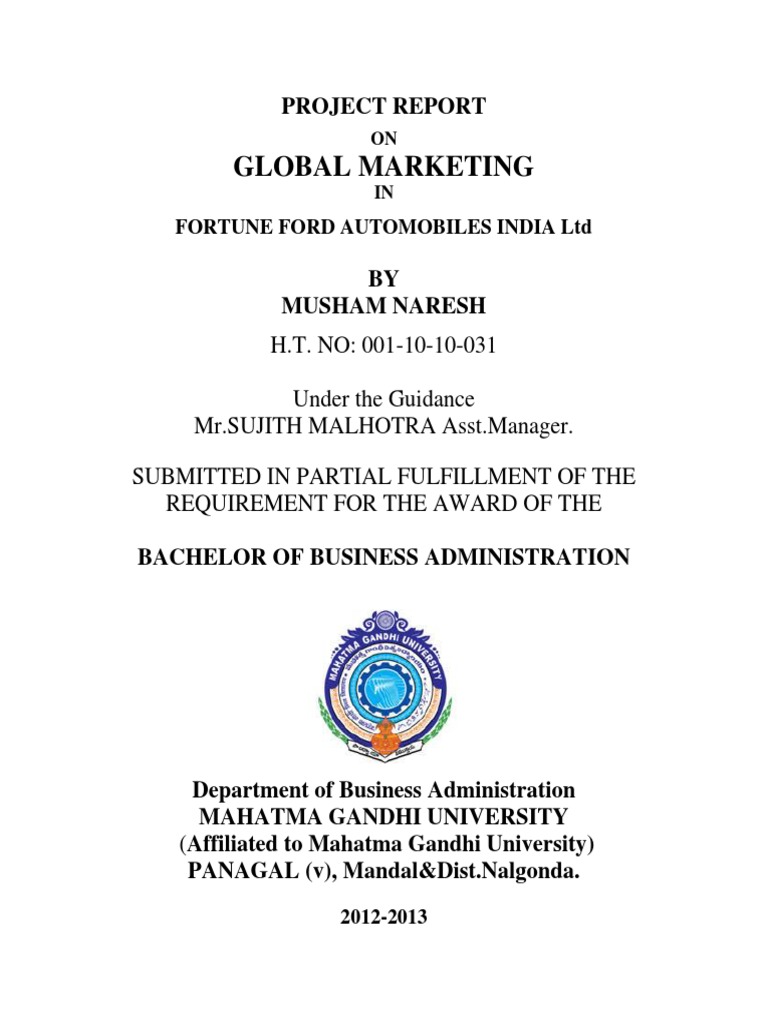 Global Marketing: Project Report | PDF