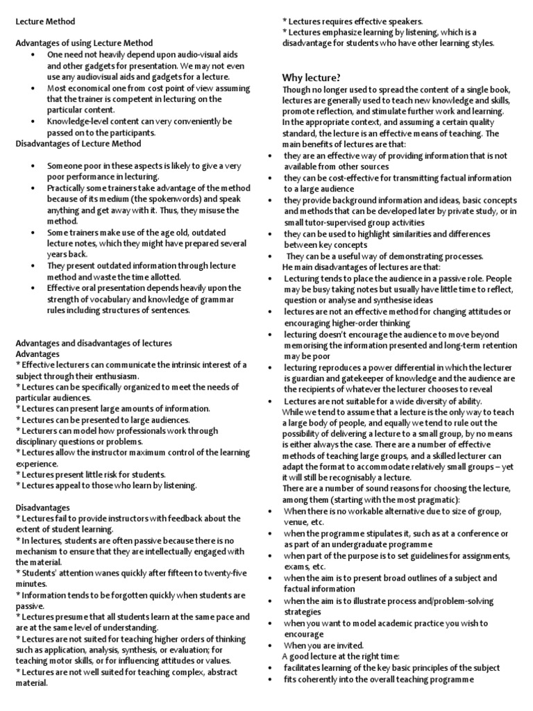 Lecture Method Report | PDF | Lecture | Learning