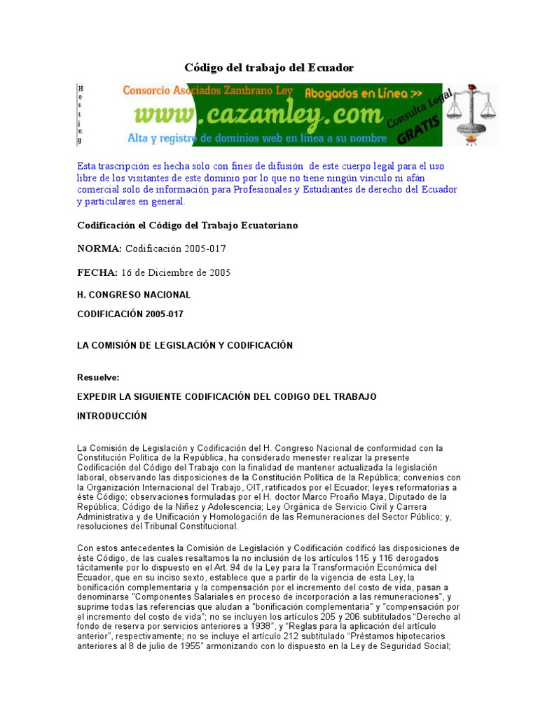 Código+del+Trabajo+del+Ecuador | Salario | Codificación (ley)