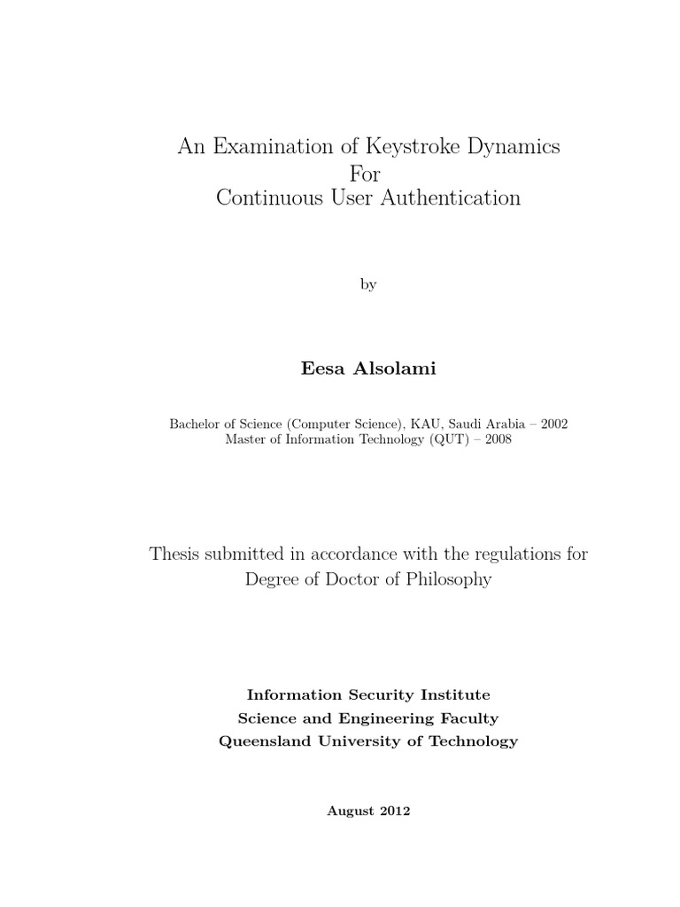 Free Text Keystroke Dynamics | PDF | Biometrics | Authentication