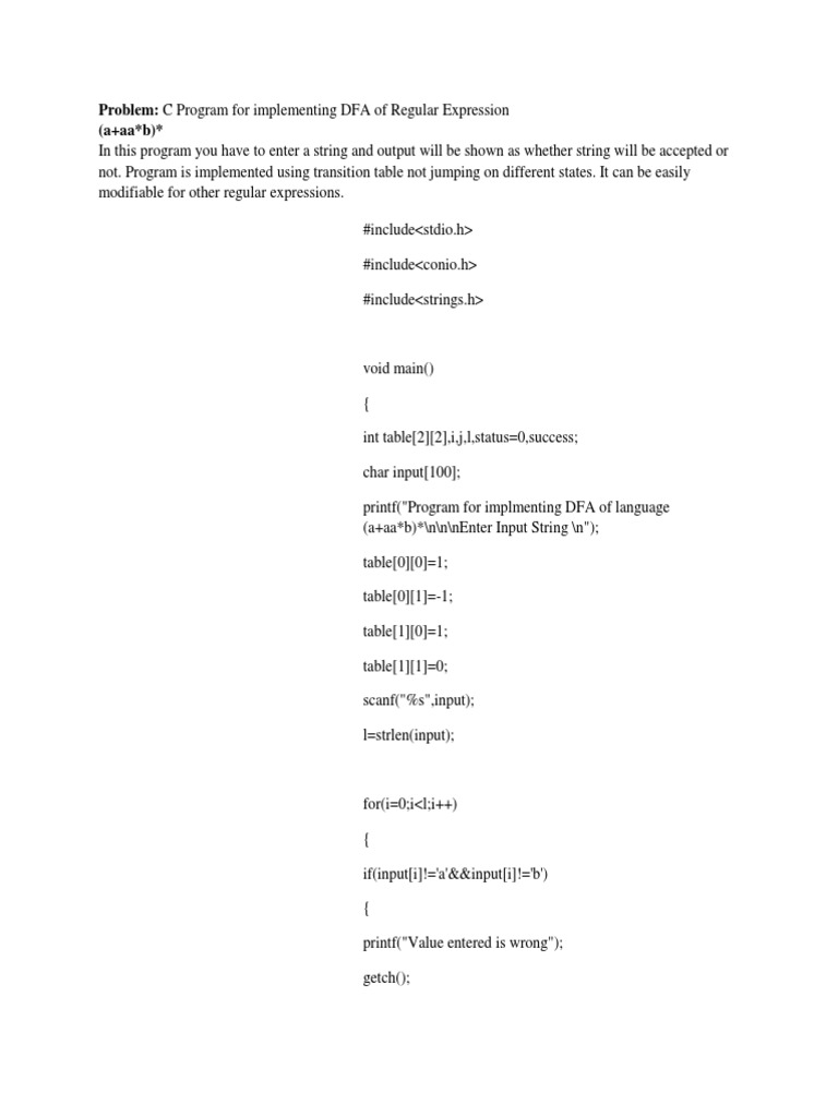 Regular Expression in C | PDF