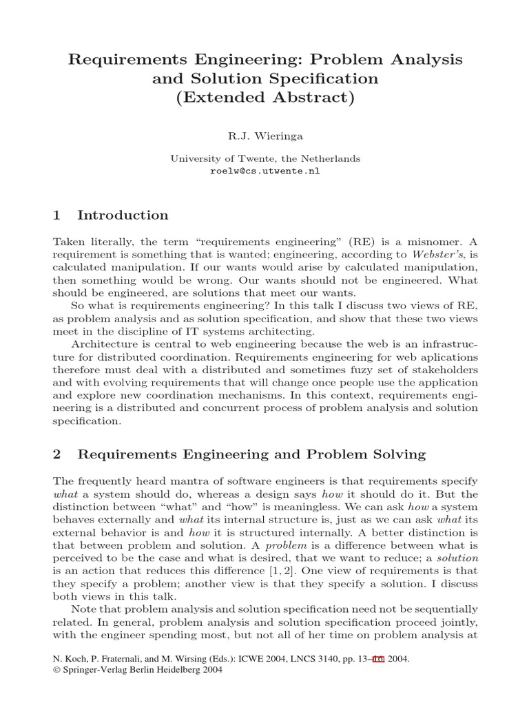 Wieringa 2004 - Requirements Engineering | PDF | Component Based Software Engineering | Engineering