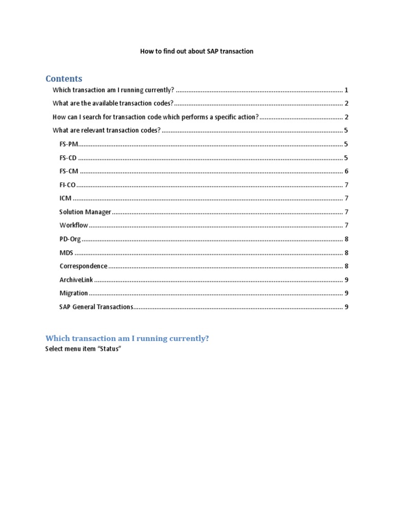 SAP Transactions Guide | PDF | System Software | Computing