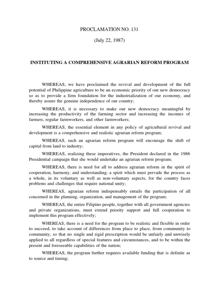 Comprehensive Agrarian Reform Program | PDF | Government Information ...