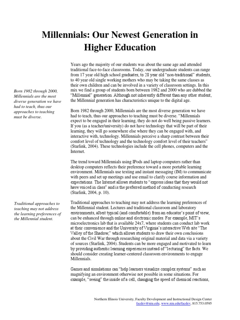 Engaging Millennials in Higher Education | PDF | Millennials ...