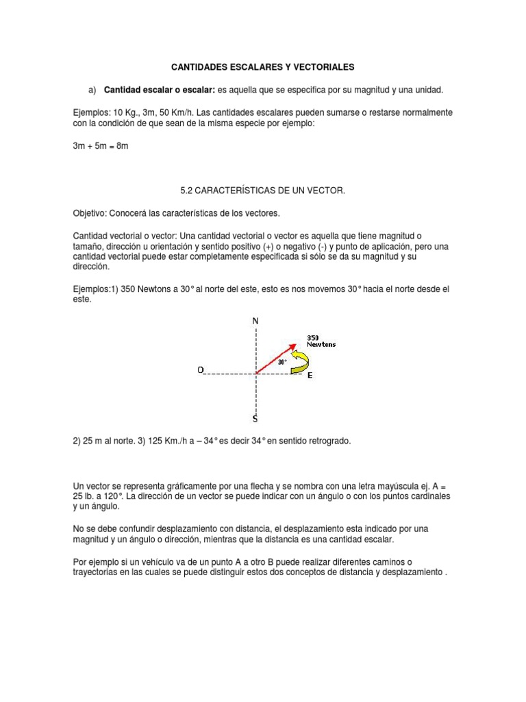 Cantidades Escalares y Vectoriales | PDF | Vector Euclidiano | Cantidades fisicas