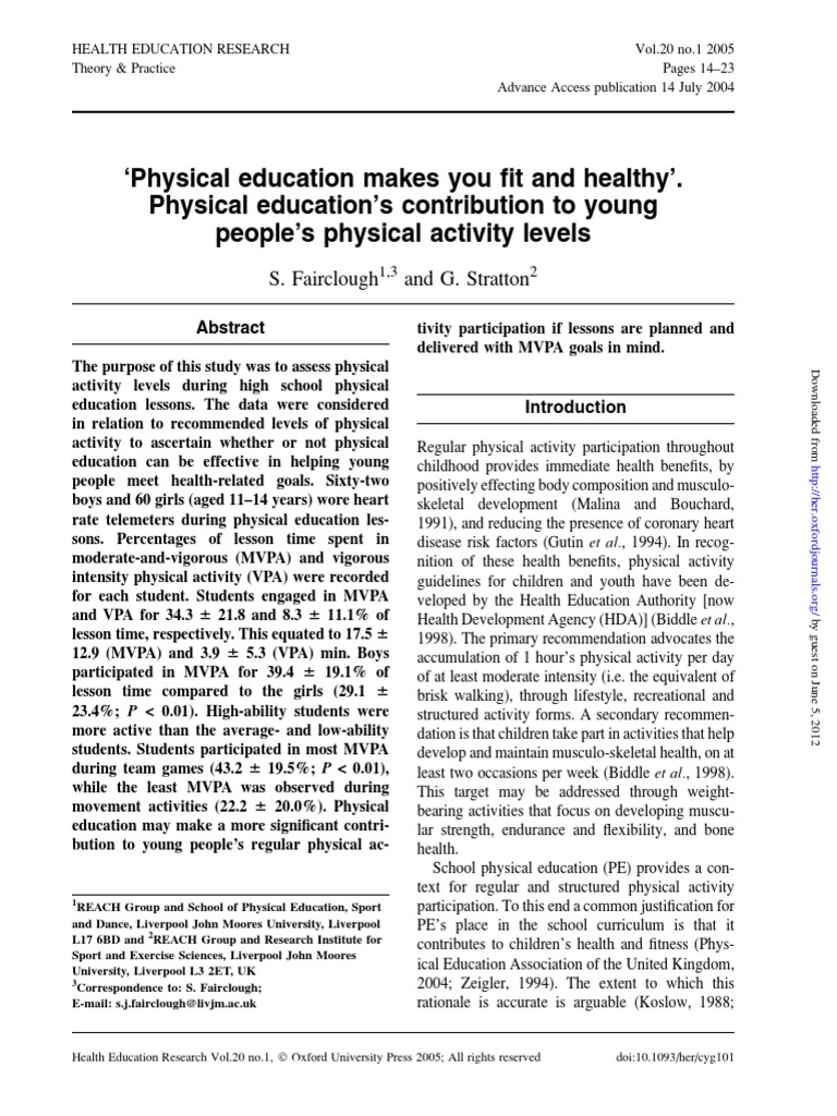 Physical Education Makes You Fit and Healthy'. | PDF | Physical ...