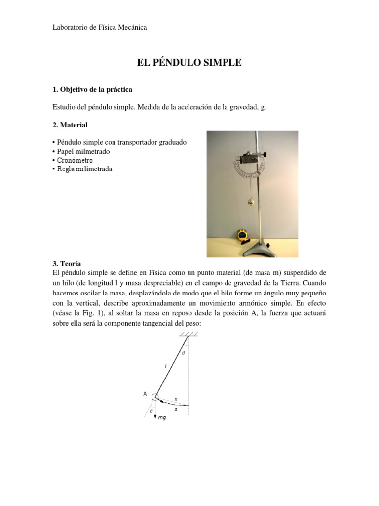 El Péndulo Simple PDF | PDF | Péndulo | Masa