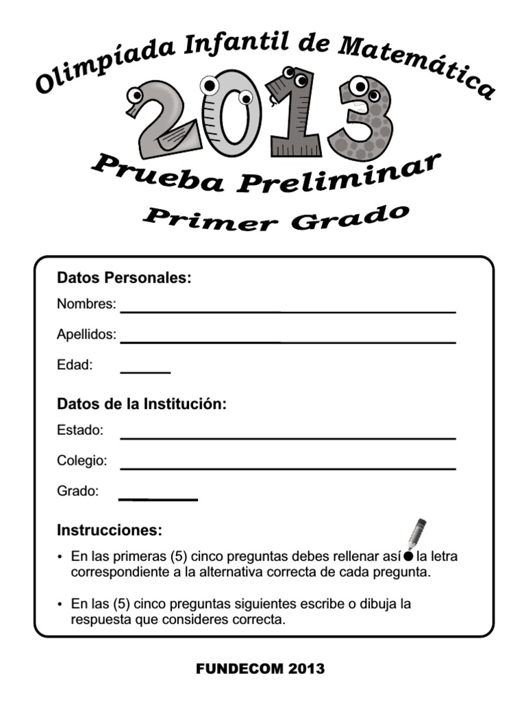 Ejercicios Olimpiadas Matematicas 1er Grado | PDF