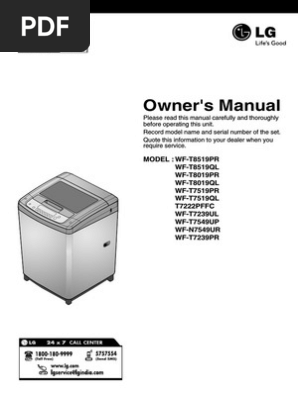 Lg Washing Machine Top Load Manual