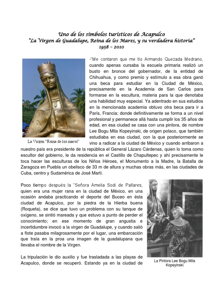 La Virgen de Guadalupe Reyna de Los Mares | PDF | Escultura | María ...