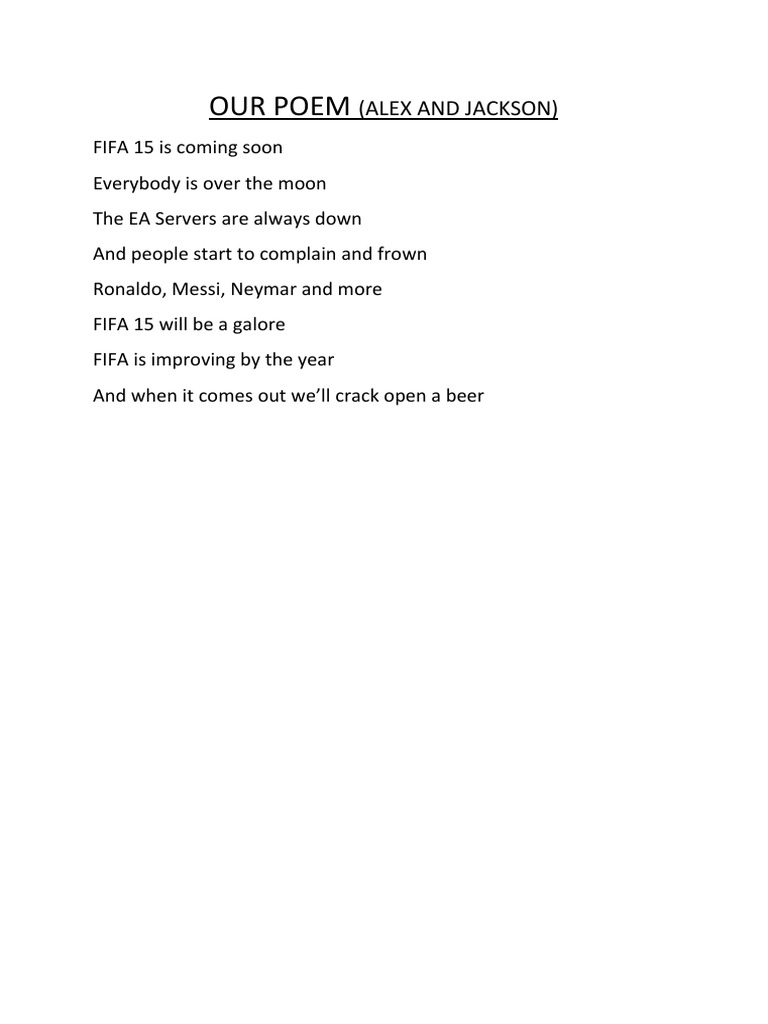 Our Poem Fifa 15 | PDF