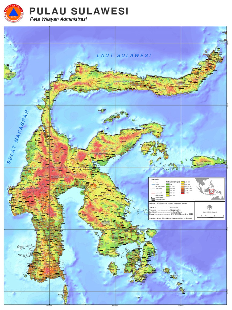 2009-11-23 Peta Sulawesi BNPB A0 | PDF | Foreign Language Studies