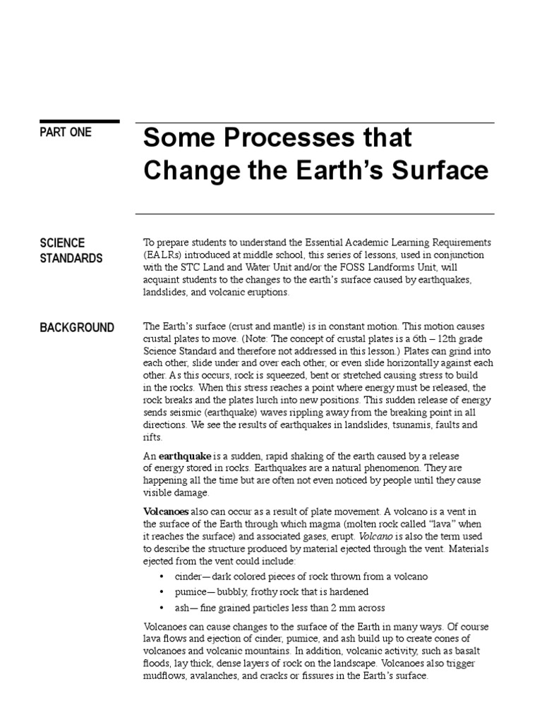 Some Processes That Change The Earth's Surface: Part One | Download ...