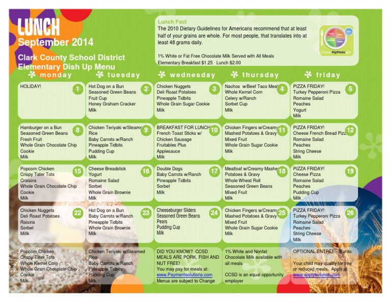 September Lunch Menu | PDF