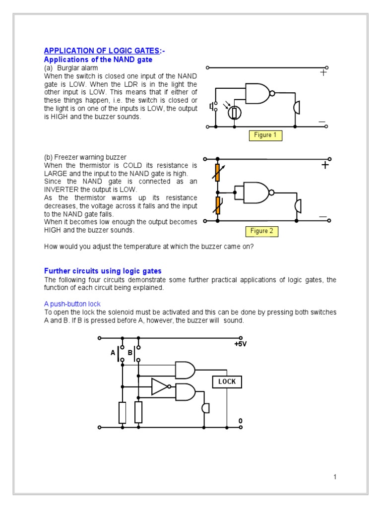 Logic Gates Applications | PDF | Logic Gate | Switch