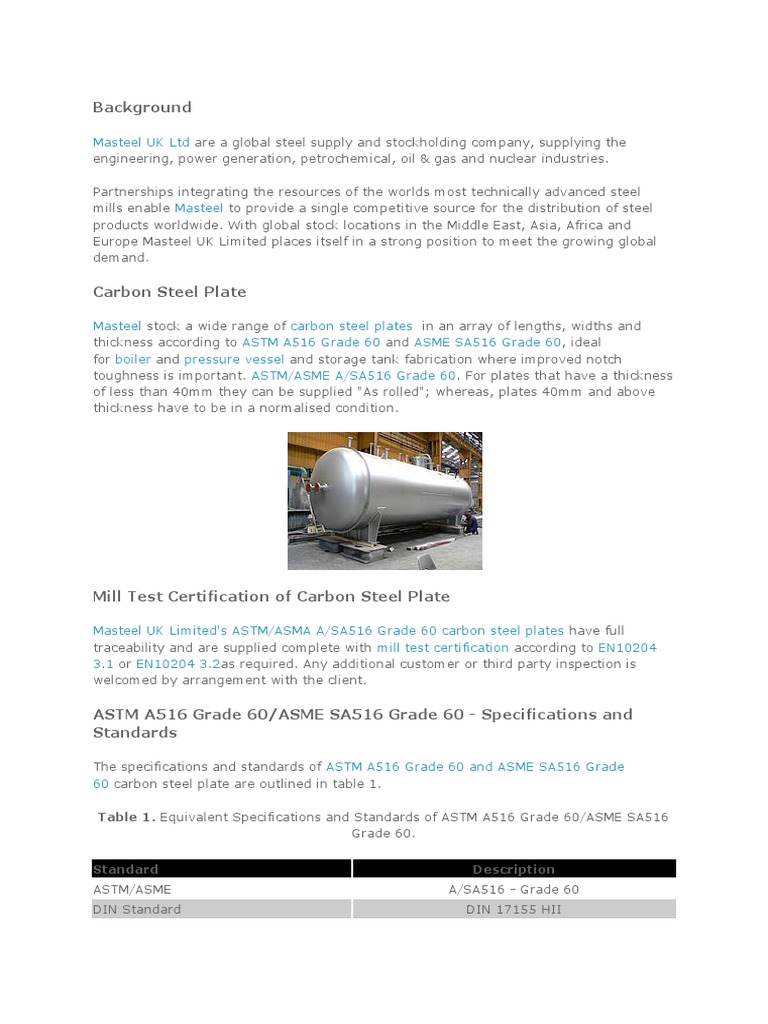 SA516 | PDF | Steel | Engineering