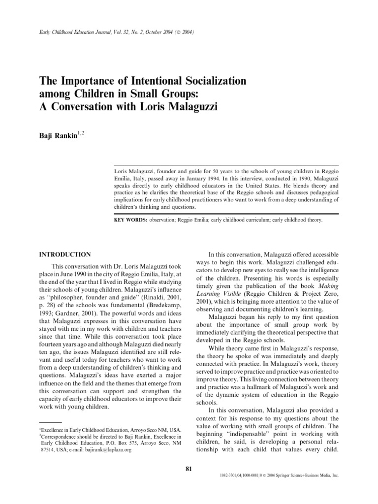 The Importance of Intentional Socialization Among Children in Small ...