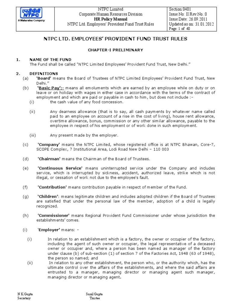 0401 PF Rules | PDF | Pension | Debits And Credits