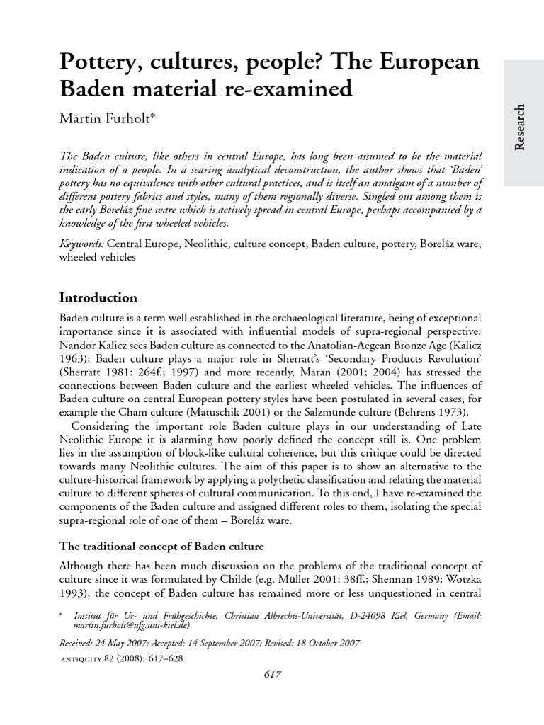 Pottery, Cultures, People? The European Baden Material Re-Examined ...