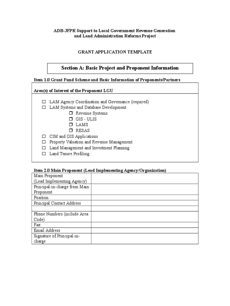 ADB-JFPR Grant Application Template | PDF | Computing | Computing And ...