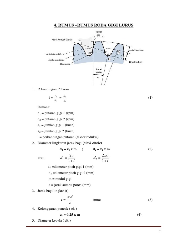 Rumus dan Perhitungan Roda Gigi | PDF