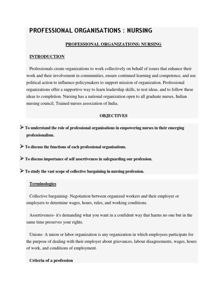 Professional Organisations | PDF | Nursing | Trade Union