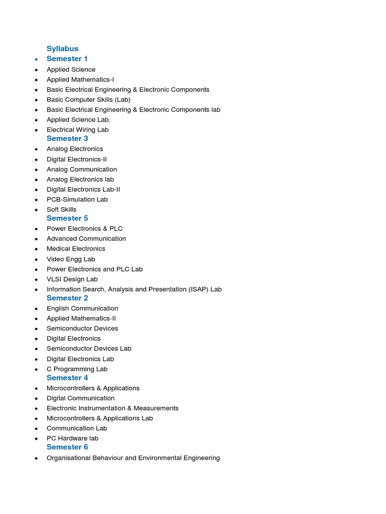 Electronics Engineering Syllabus Overview | PDF | Technology & Engineering
