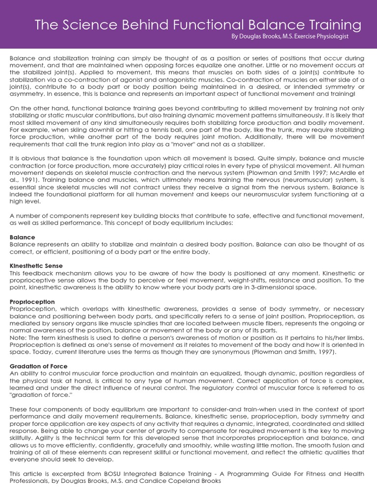 The Science Behind Functional Balance Training: by Douglas Brooks, M.S ...