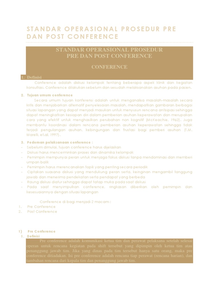 Standar Operasional Prosedur Pre Dan Post Conference | PDF