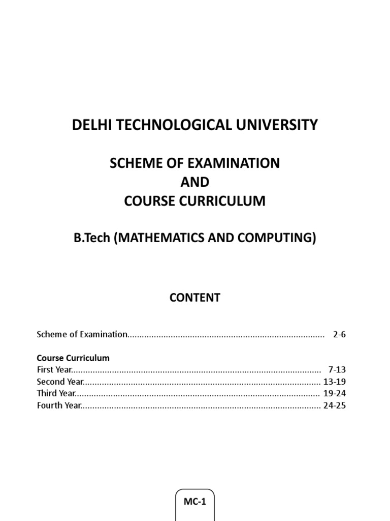 DTU Mathematics & Computing Syllabus | PDF | Continuous Function ...