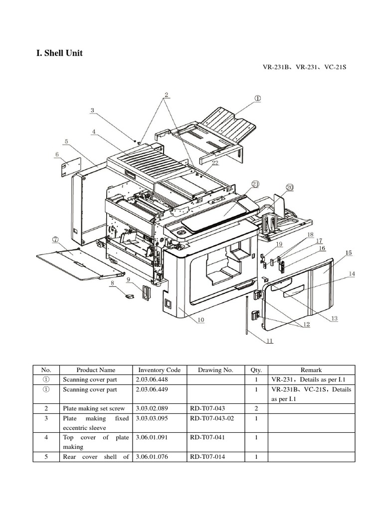 Duplicator BPS-125 Parts Manual | PDF | Axle | Screw