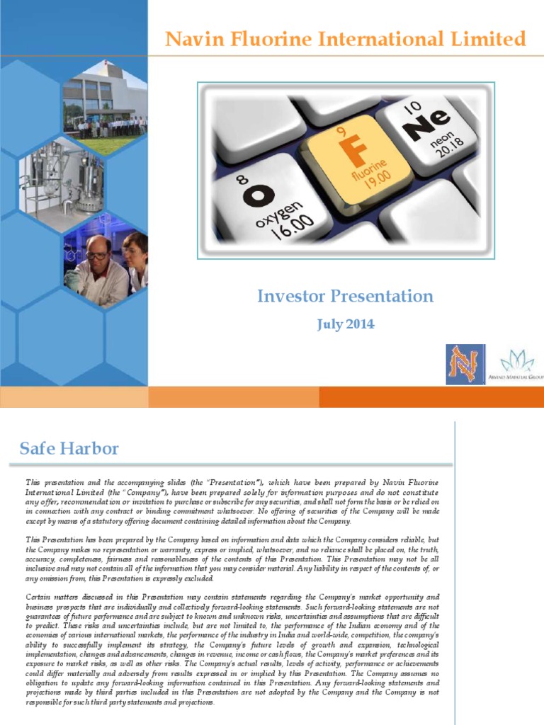 Navin Flourin NFIL Investor Presentation July14 | PDF | Fluorine | Fine ...