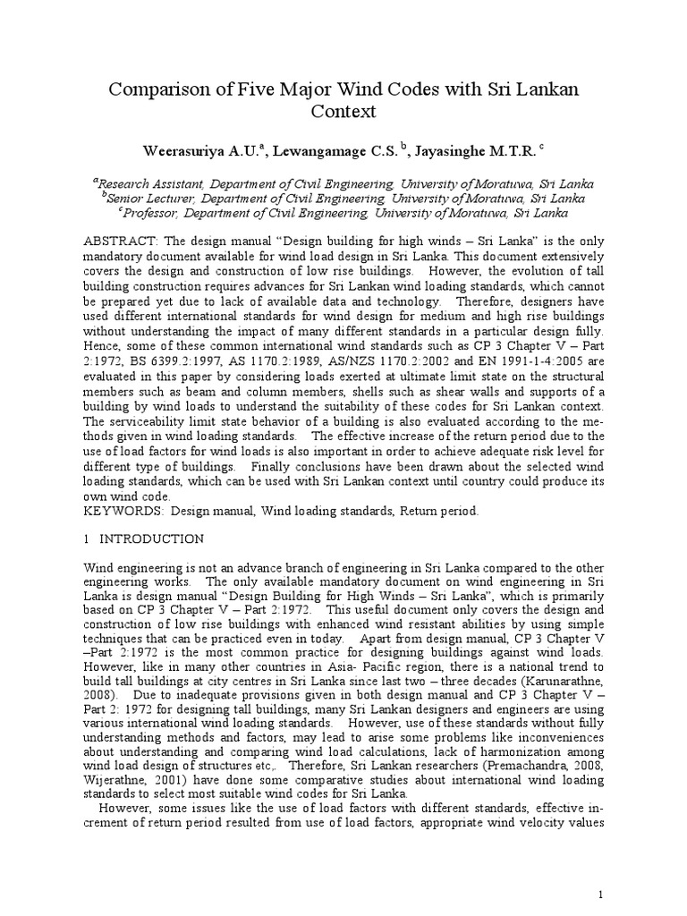 Comparison of Five Major Wind Codes PDF | PDF | Shear Stress | Bending
