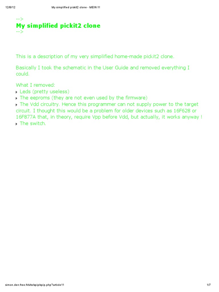 Simplified Pickit2 Clone Guide | PDF | Pic Microcontroller | Electricity