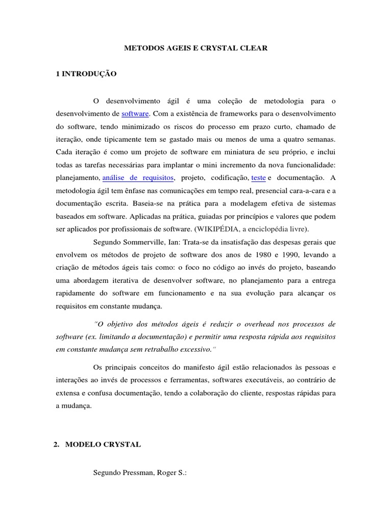 Métodos Ágeis Crystal Clear: introdução ao desenvolvimento ágil e ao ...