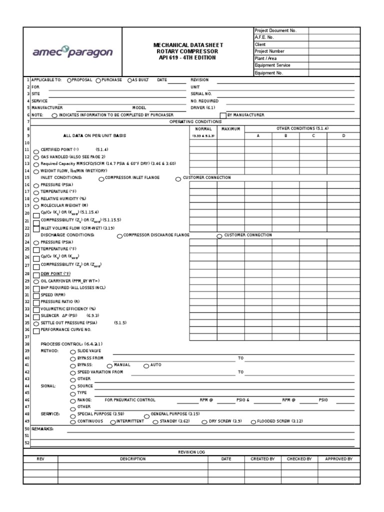 Centrifugal And Axial Compressor Data Sheet Api 617 7th 40 Off