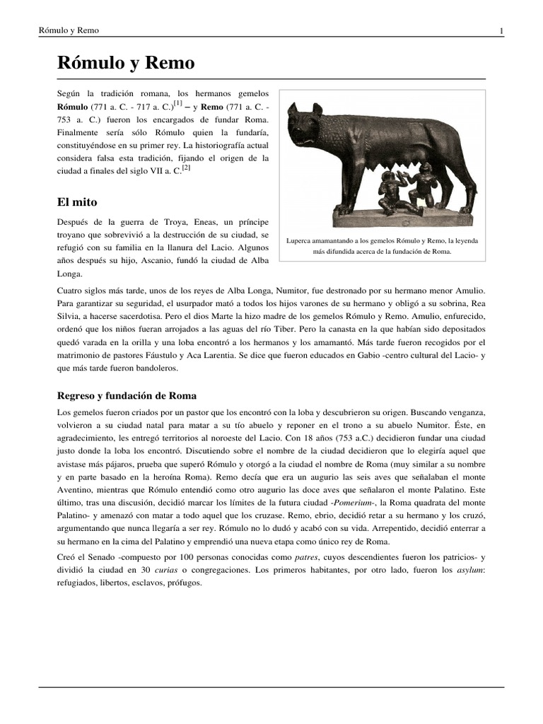 Rómulo y Remo: Fundación de Roma | PDF | Romulus y Remus | Mitologia ...
